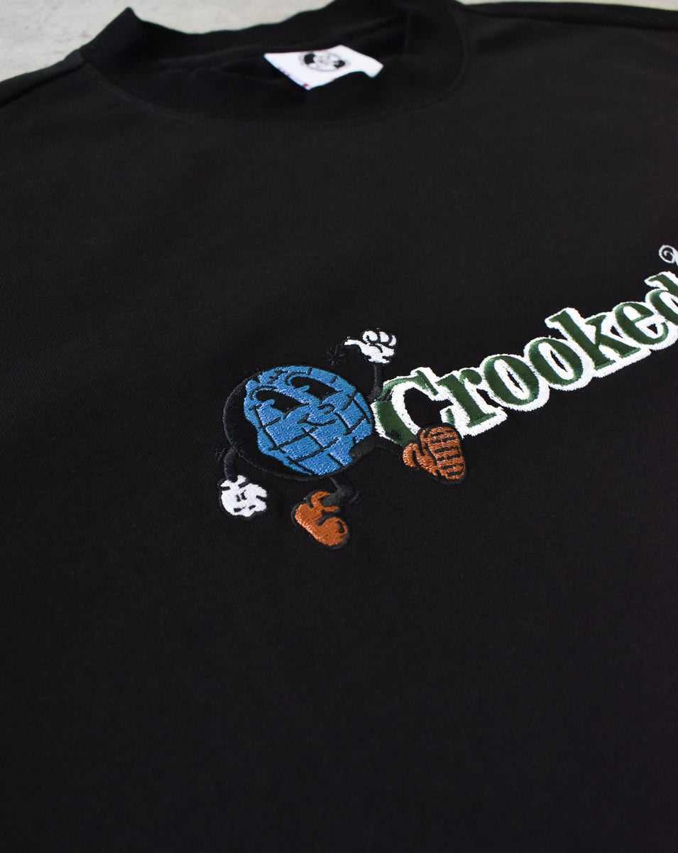 Walk Club Tee - Black (Embroidered Logo) – Crooked Supply